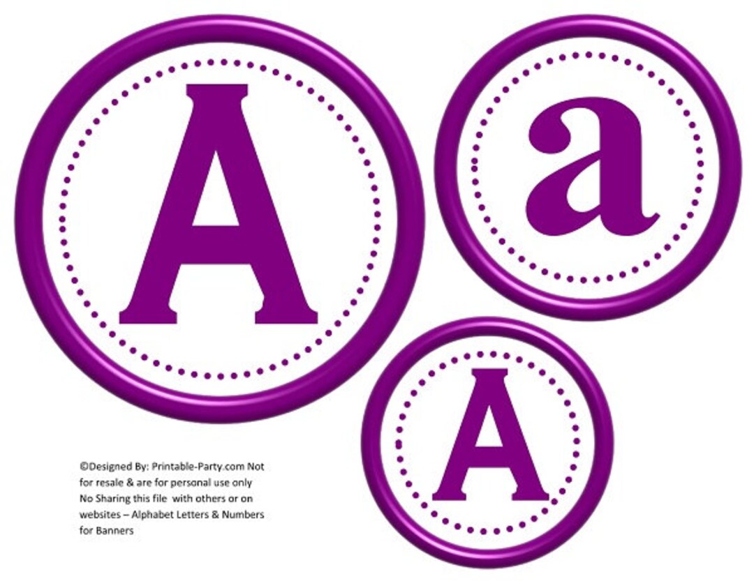 6 Inch Circle Dark Purple Printable Banner Letters - Etsy