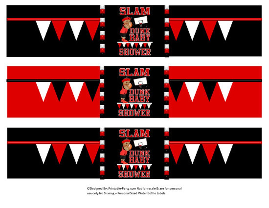 Printable Water Bottle Labels Slam Dunk Basketball Sports - Etsy