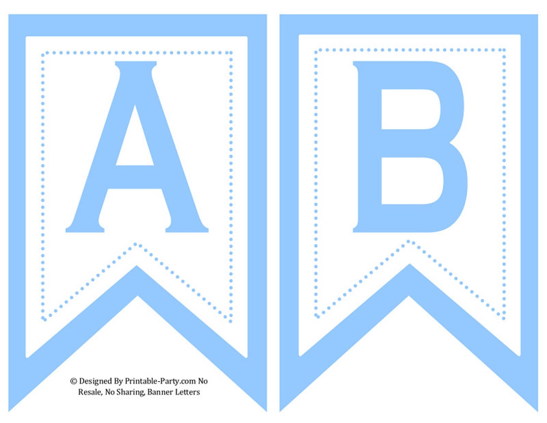 5x8 Inch Swallowtail Light Blue Printable Banner Letters - Etsy