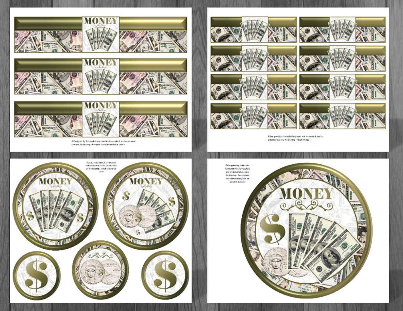 Money Theme Printable Party Supplies | Etsy
