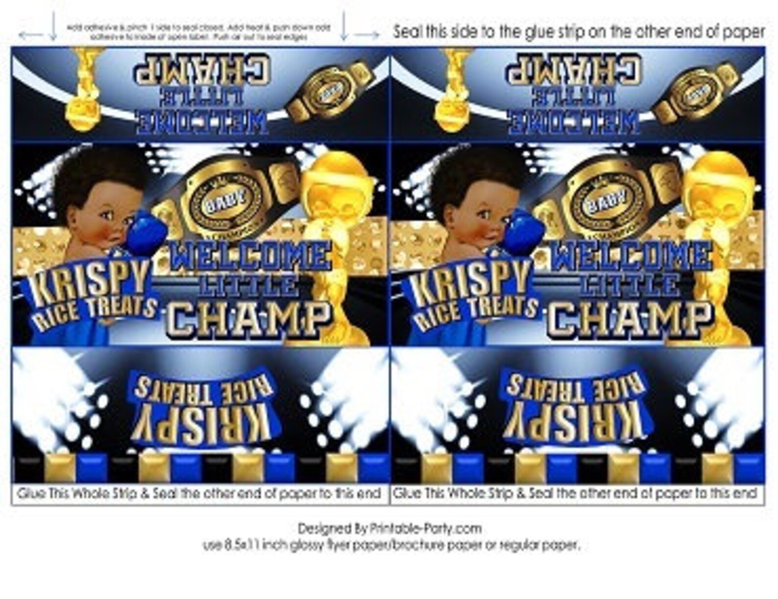 Printable Rice Treat Labels Boxer Boxing Champ Sports Baby - Etsy