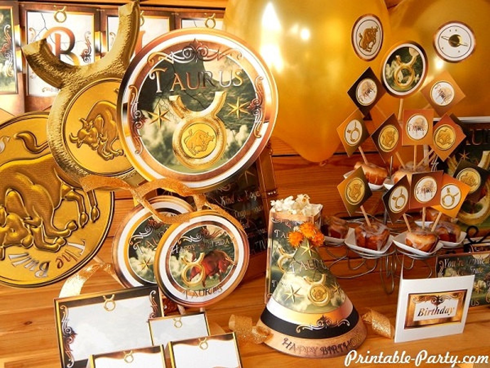 Taurus Zodiac Sign Horoscope Theme Printable Birthday - Etsy