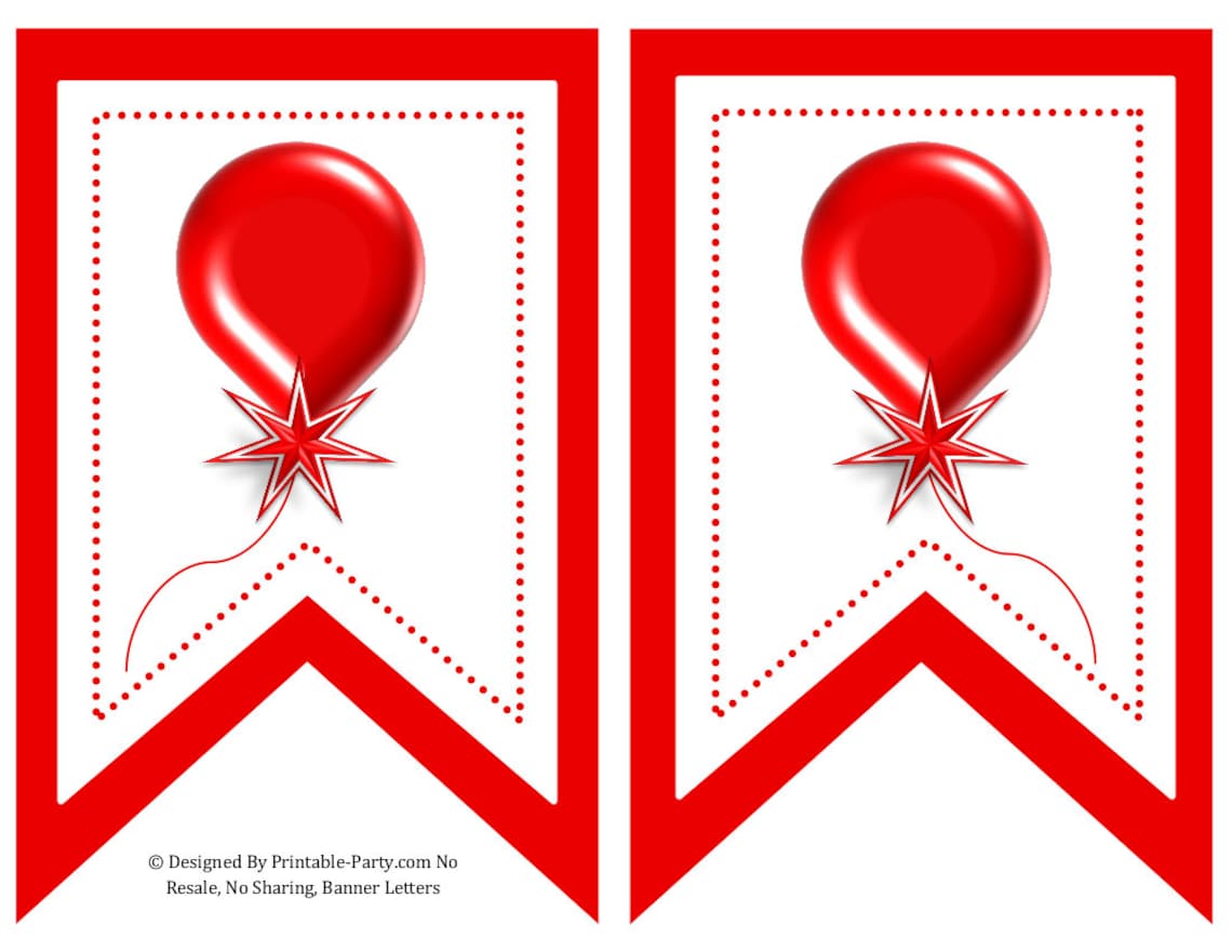5x8 Inch Swallowtail Red Printable Banner Letters - Etsy