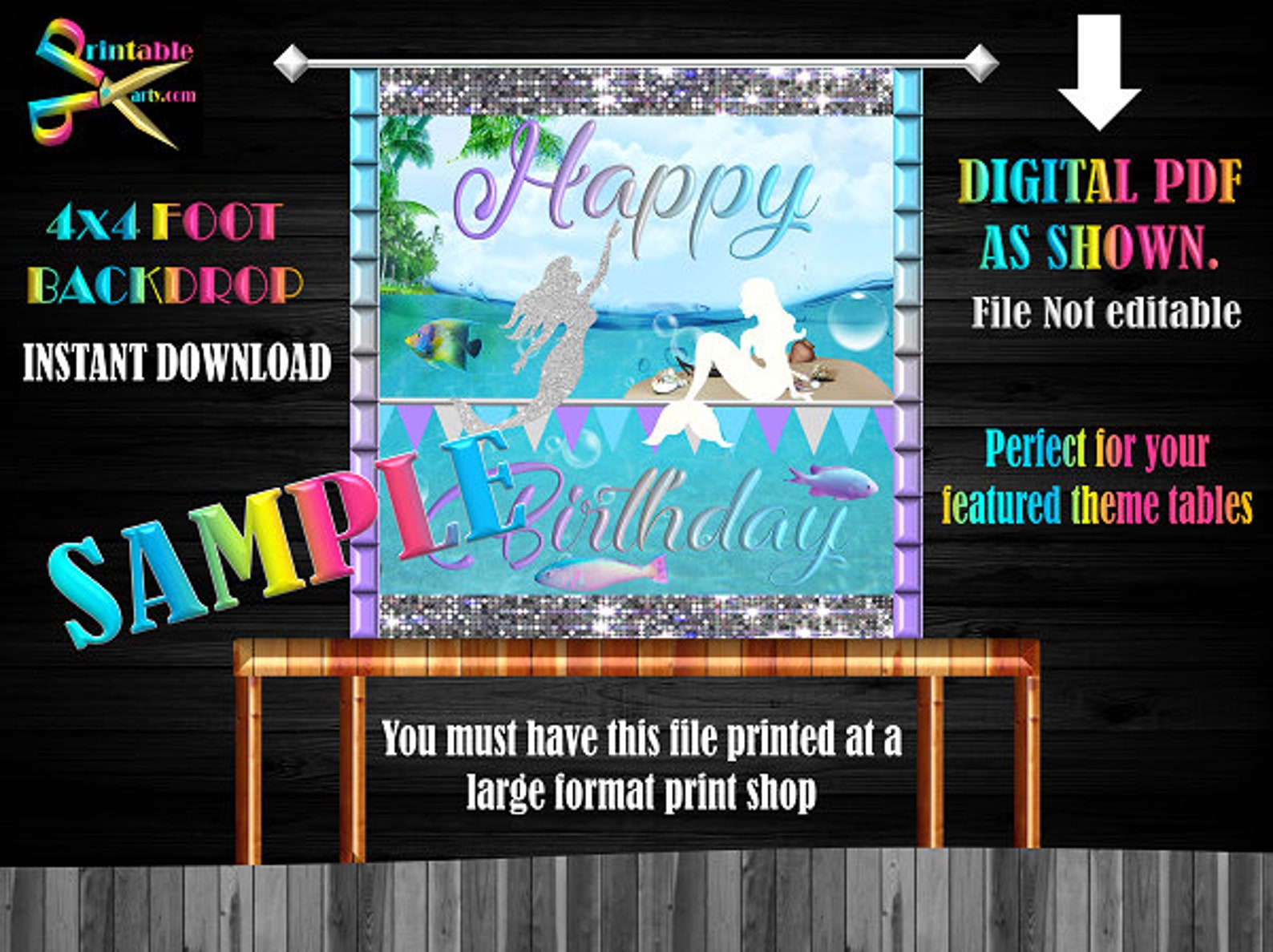 Backdrop Banner 4x4 Foot Printable PDF Instant Download - Etsy