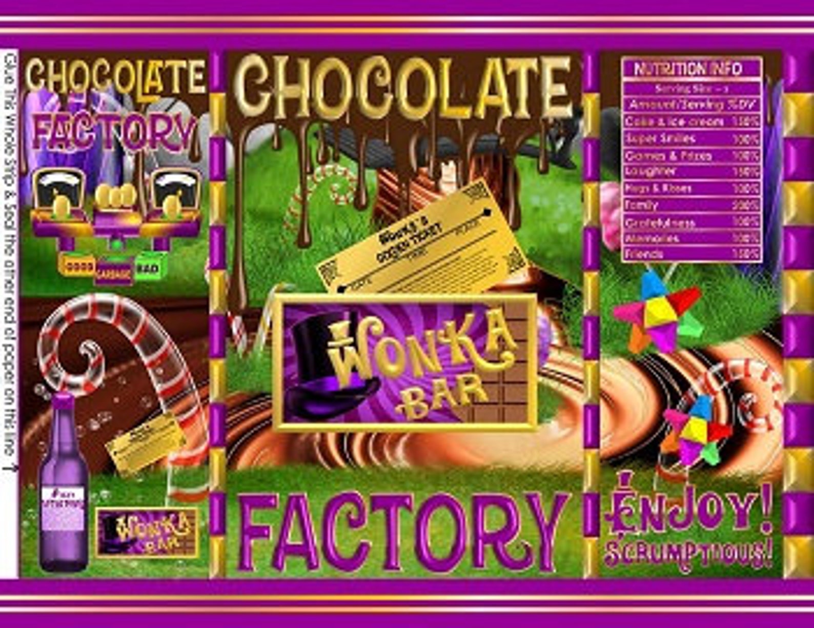 Chocolate Factory Candyland Candy Theme Printable Chip Favors - Etsy