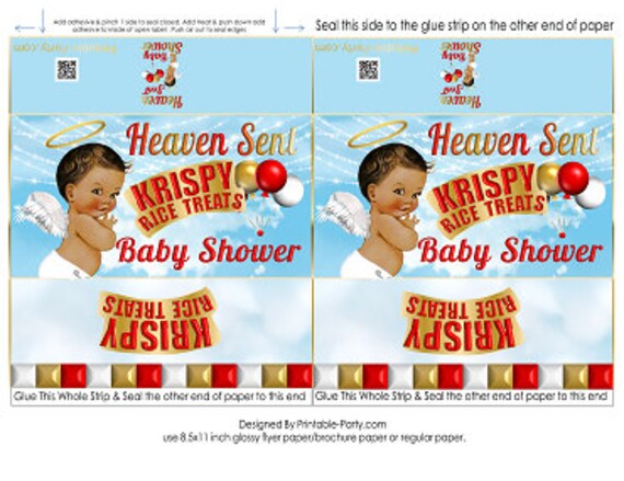 Printable Krispy Rice Treat Labels | Heaven Sent Angel Boy Baby Shower ...