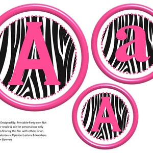 6 Inch Circle Zebra & Hot Pink Banner Letters - Etsy