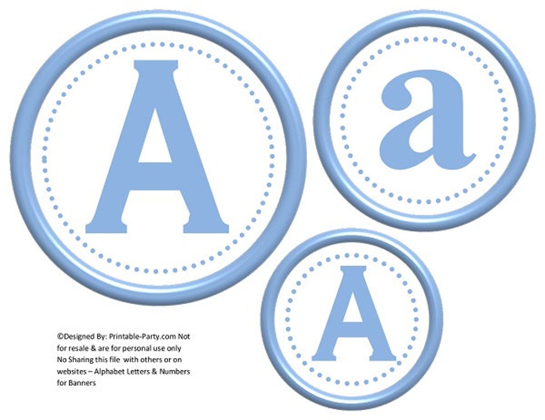 6 Inch Circle Baby Blue Printable Banner Letters - Etsy
