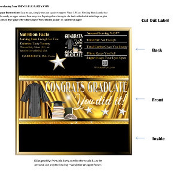 Printable Candy Bar Graduation Label - Etsy
