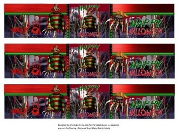 Printable Water Bottle Labels | Halloween Nightmare Blood Killer Scary ...