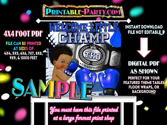 Backdrop Banner 4x4 Foot Printable PDF Instant Download | Boxer Boxing ...