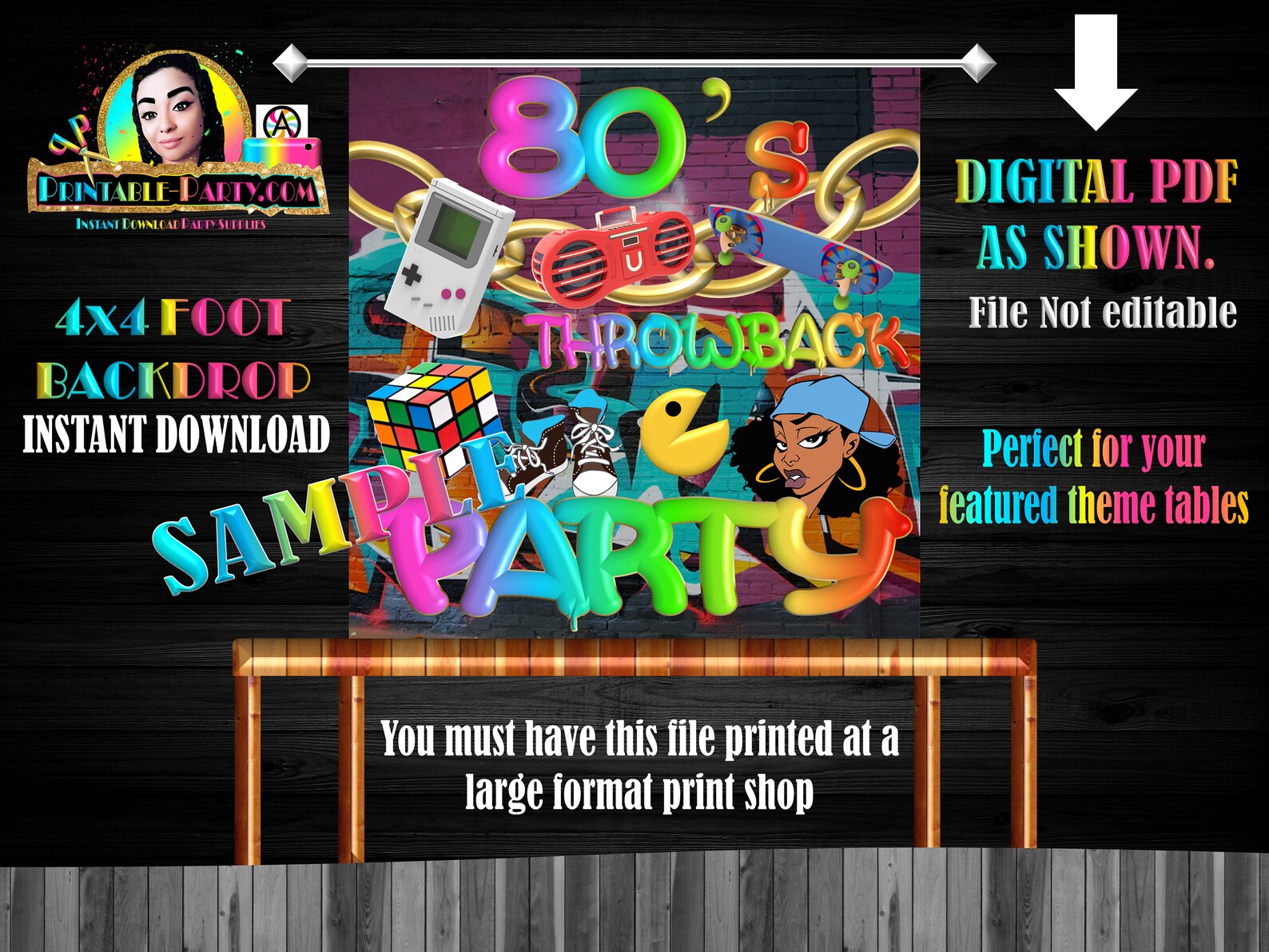 Backdrop Banner 4x4 Foot Printable PDF Instant Download - Etsy