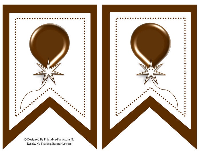 5x8 Inch Swallowtail Brown Printable Banner Letters | Etsy