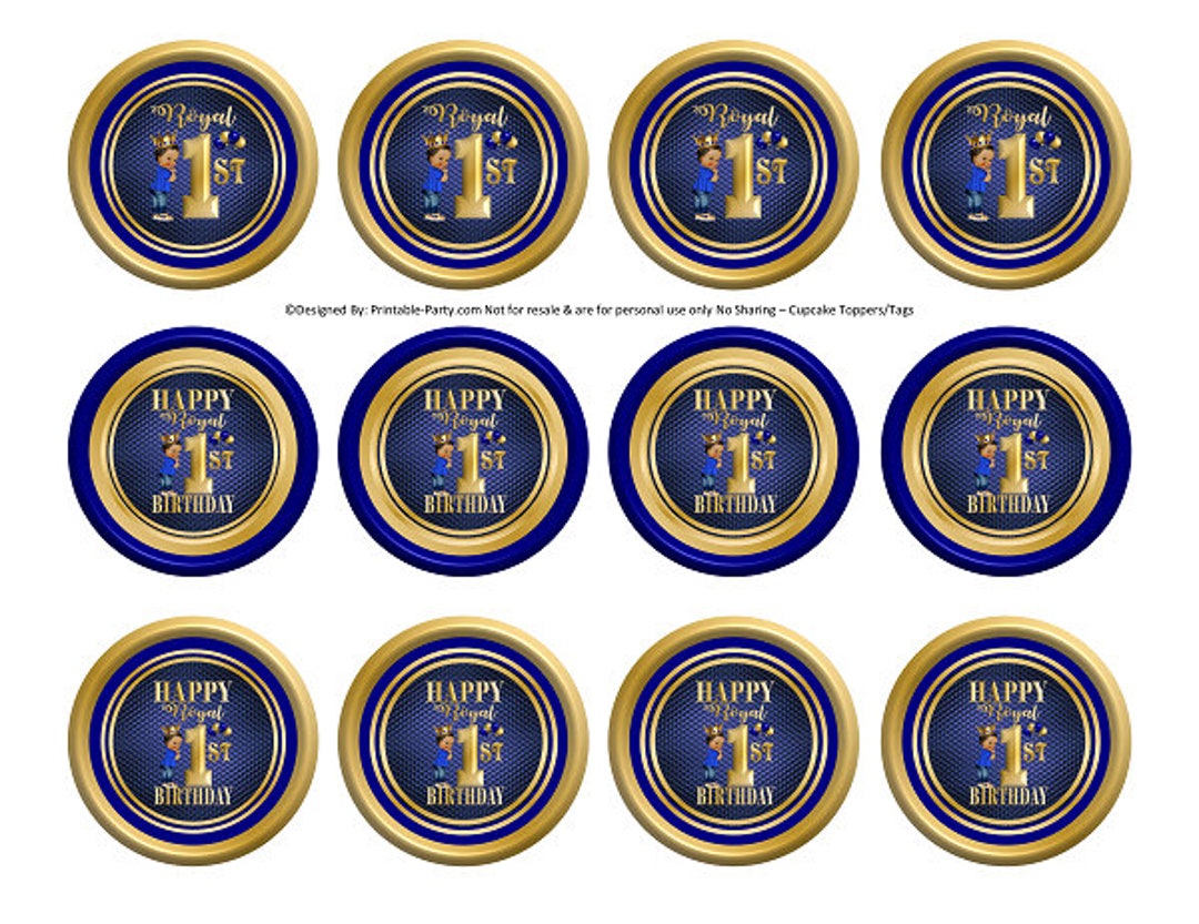 Printable Circle Tags 2 Inch Cupcake Toppers | Royal Prince African 1st ...