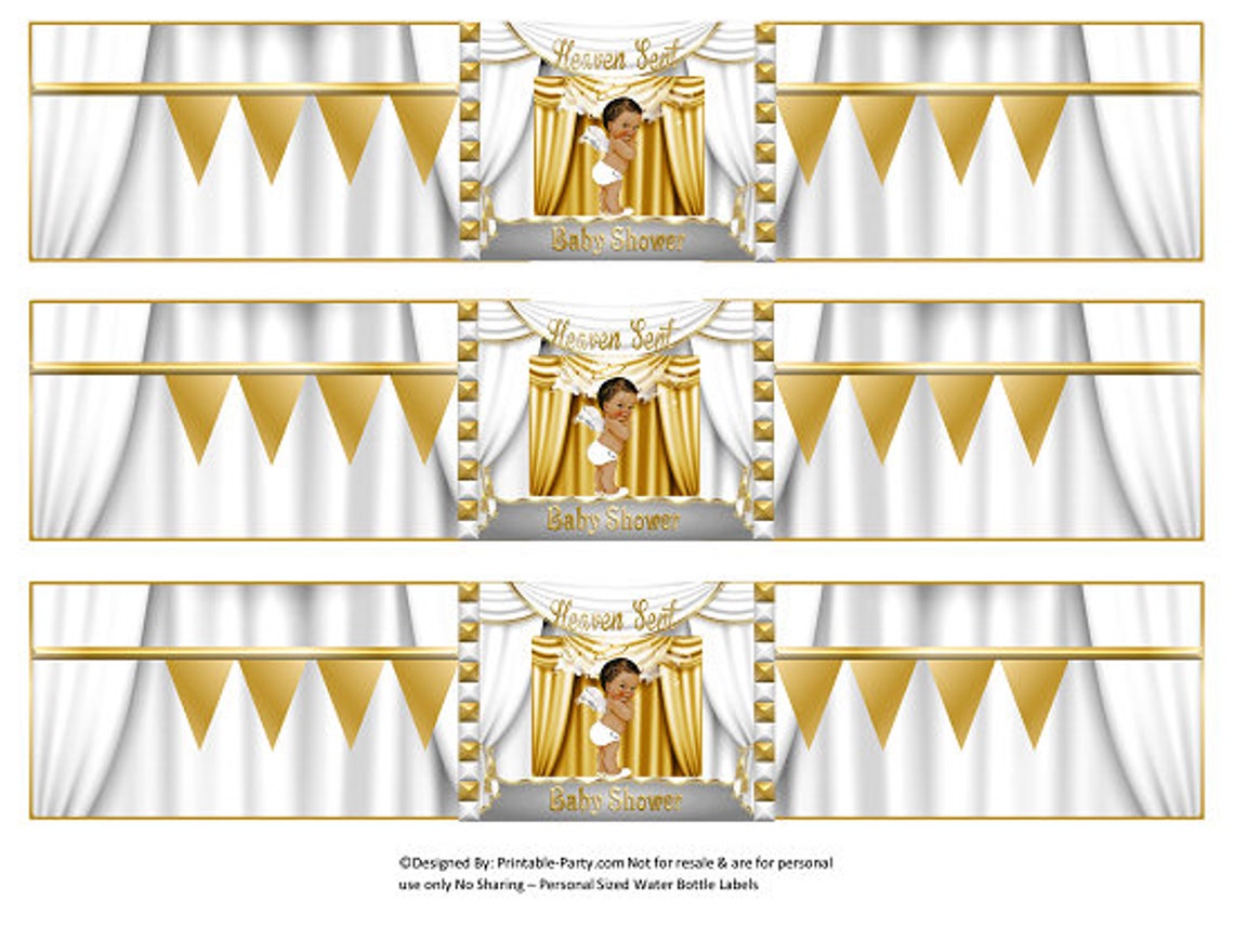Printable Water Bottle Labels Heavent Sent Angel Boy Gold - Etsy
