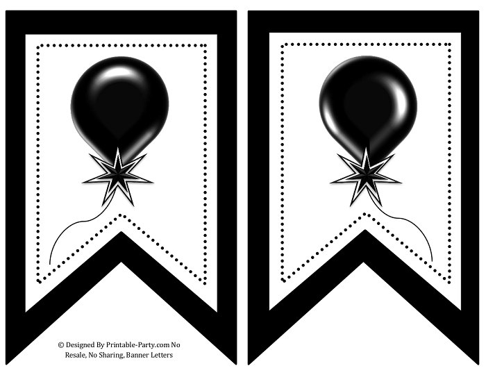 5x8 Inch Swallowtail Black Printable Banner Letters - Etsy
