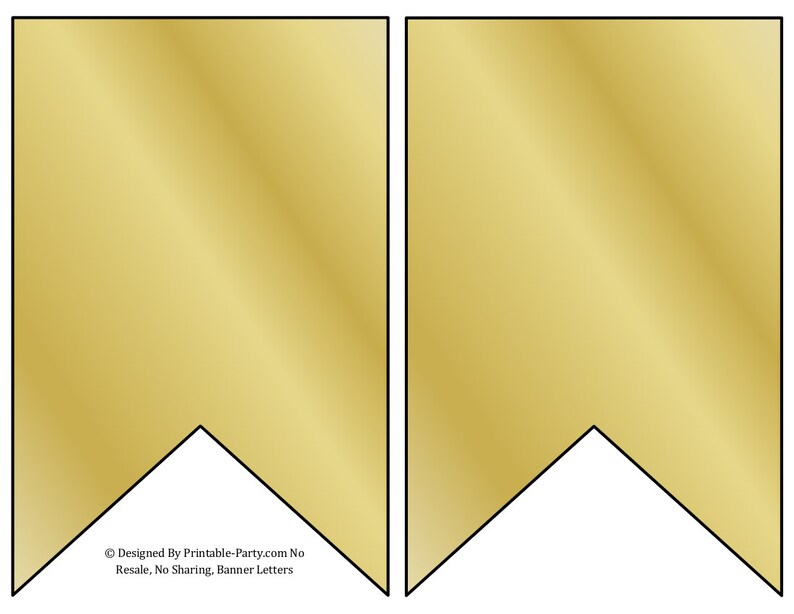 5x8 Inch Swallowtail Gold Black Printable Banner Letters - Etsy