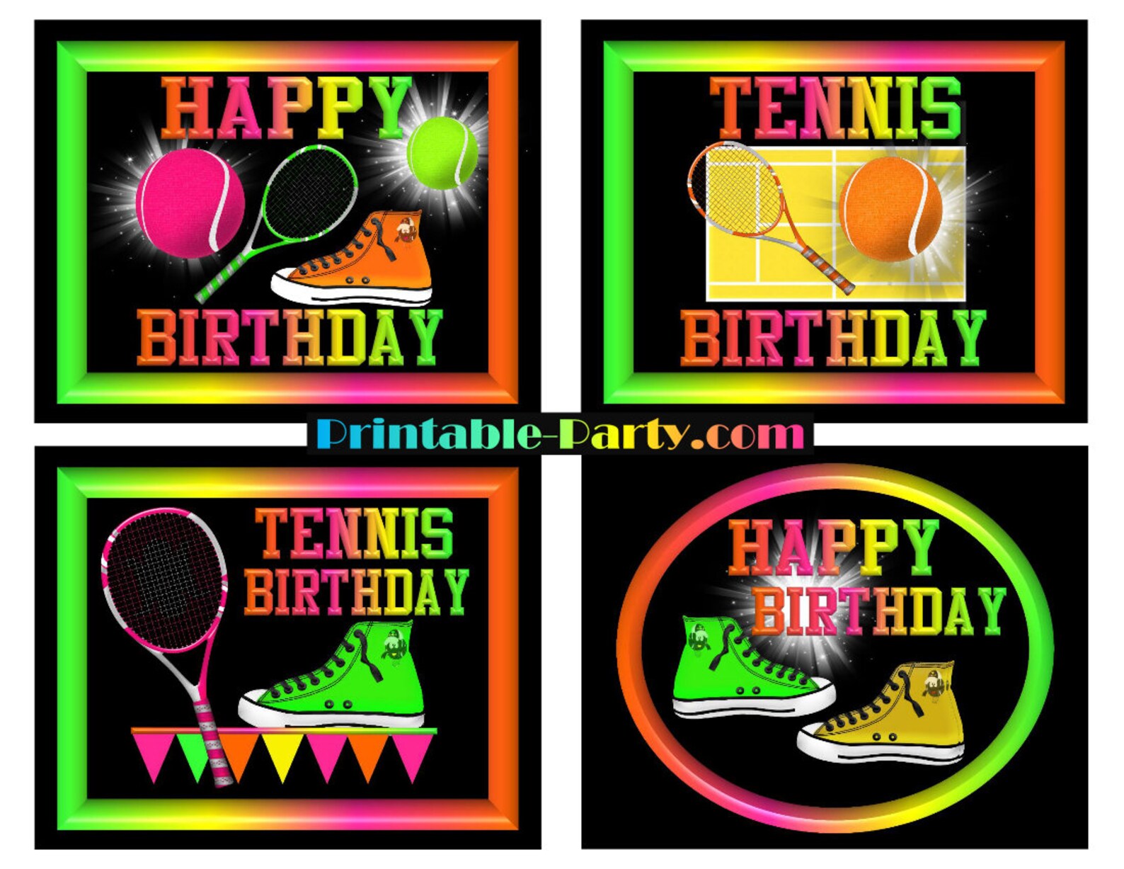 Printable Tennis Sports Theme Girl Birthday Party Supplies DIY | Etsy