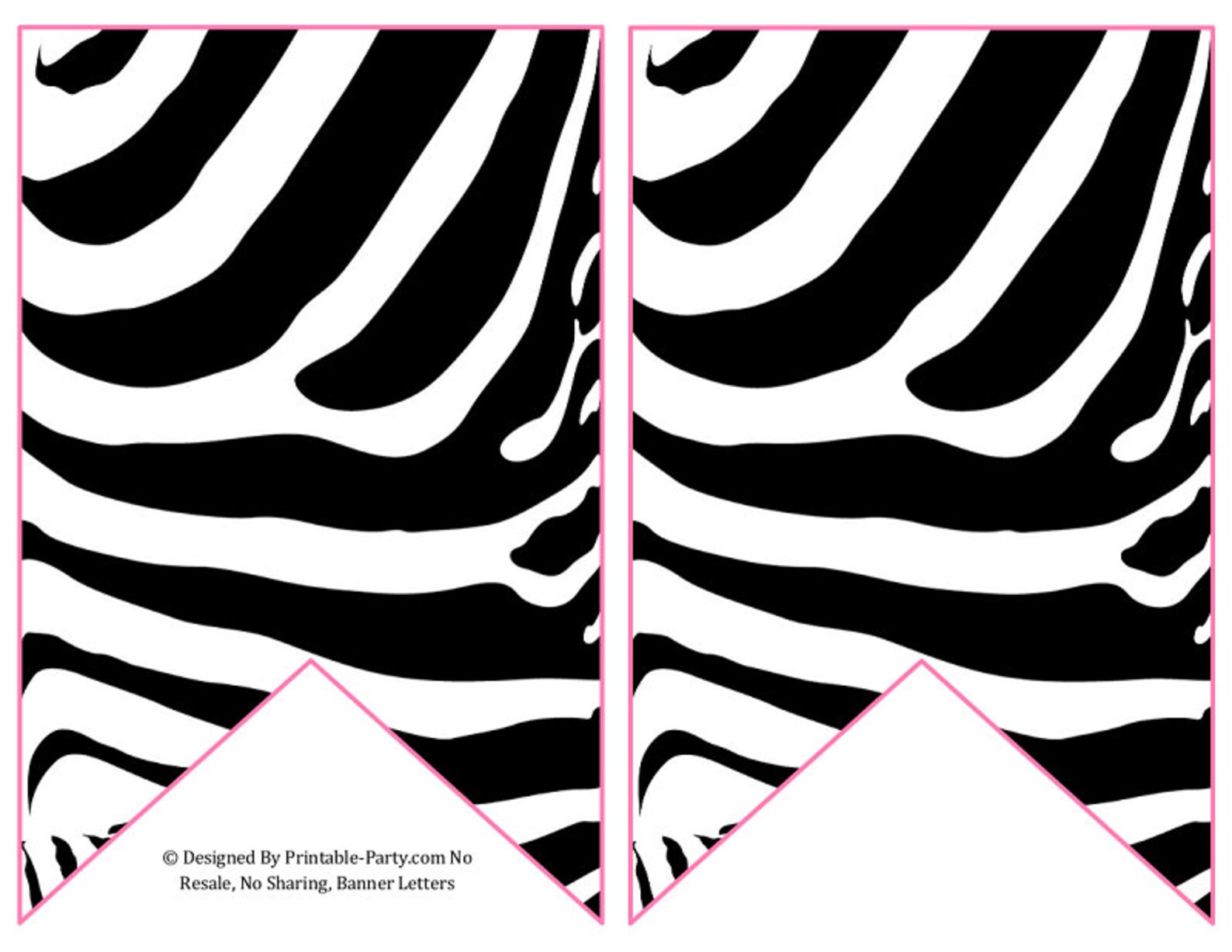 5x8 Inch Swallowtail Light Pink Black Zebra Printable Banner Letters - Etsy