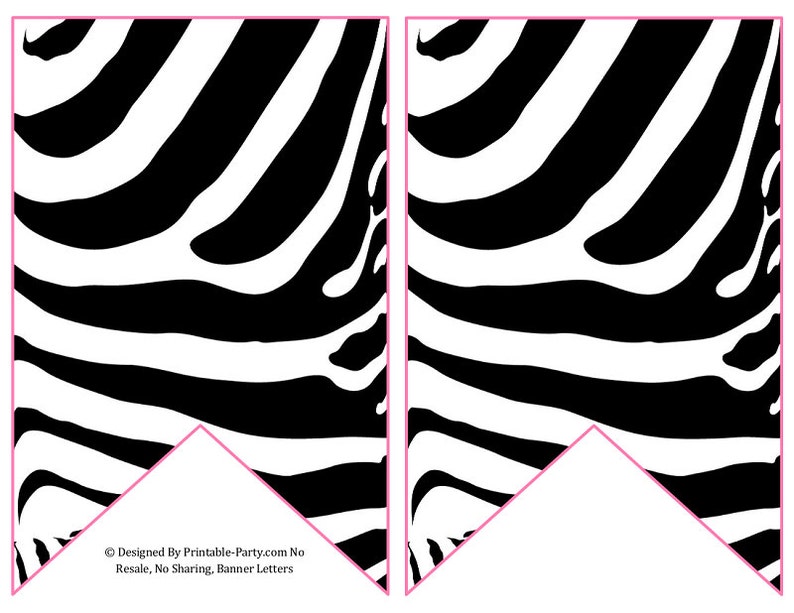 5x8 Inch Swallowtail Light Pink Black Zebra Printable Banner - Etsy