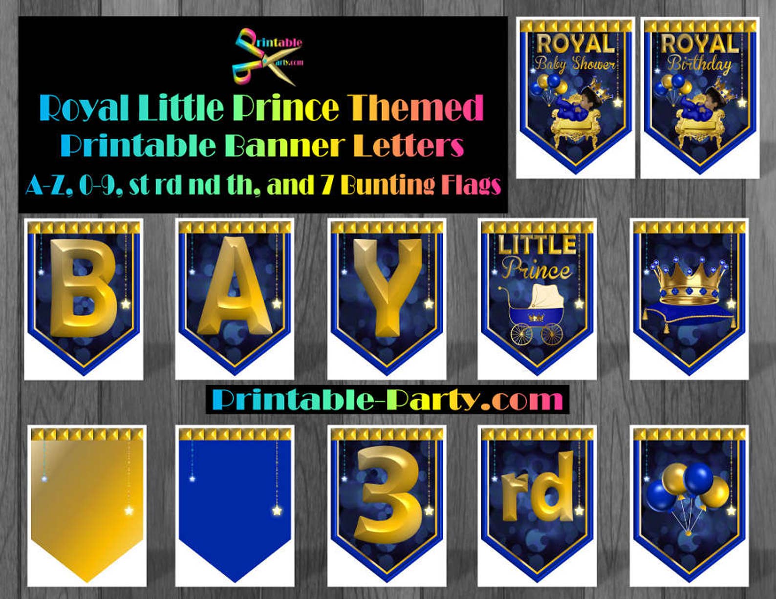 8x10.5 Inch Royal Prince Printable Banner Letters and Numbers | Etsy