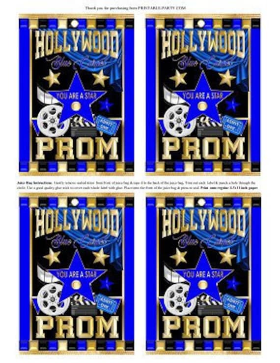 Printable Juice Bag Labels | Hollywood Blue Carpet Prom Night ...