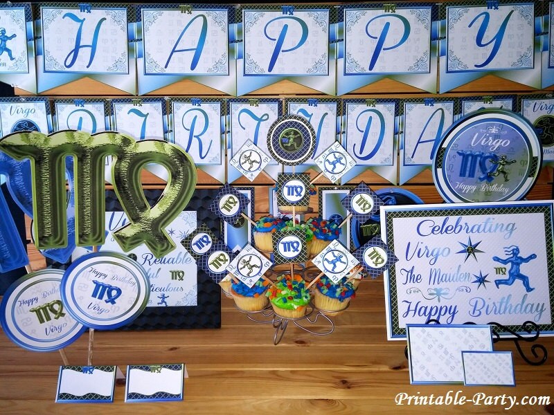 Virgo Printable Birthday Zodiac Astrology Horoscope Themed Party ...