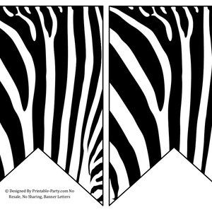 5x8 Inch Swallowtail Black Zebra Printable Banner Letters - Etsy