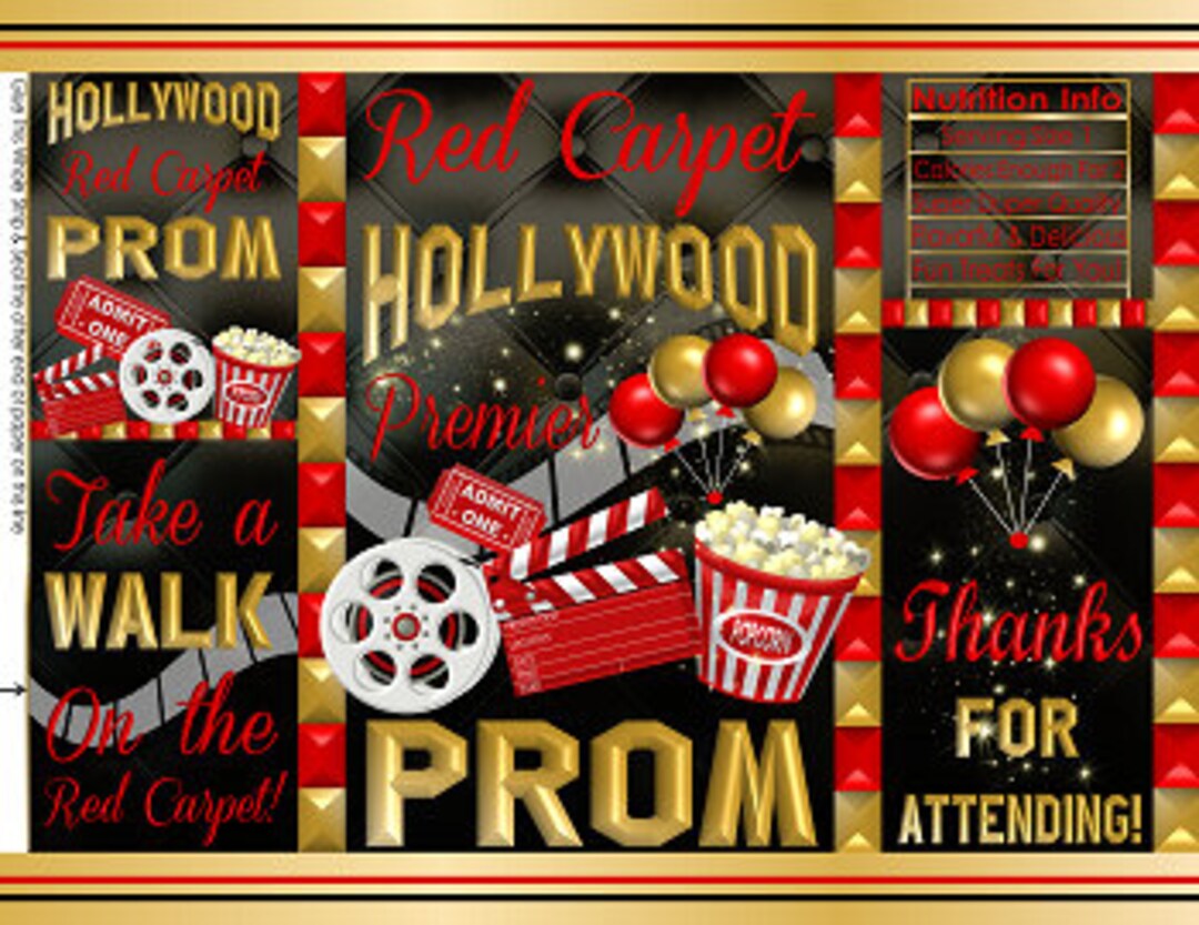 Printable Potato Chip Bags Hollywood Red Carpet Prom Graduation ...