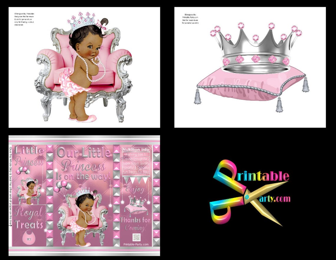 Printable African American Royal Little Princess Pink Baby | Etsy