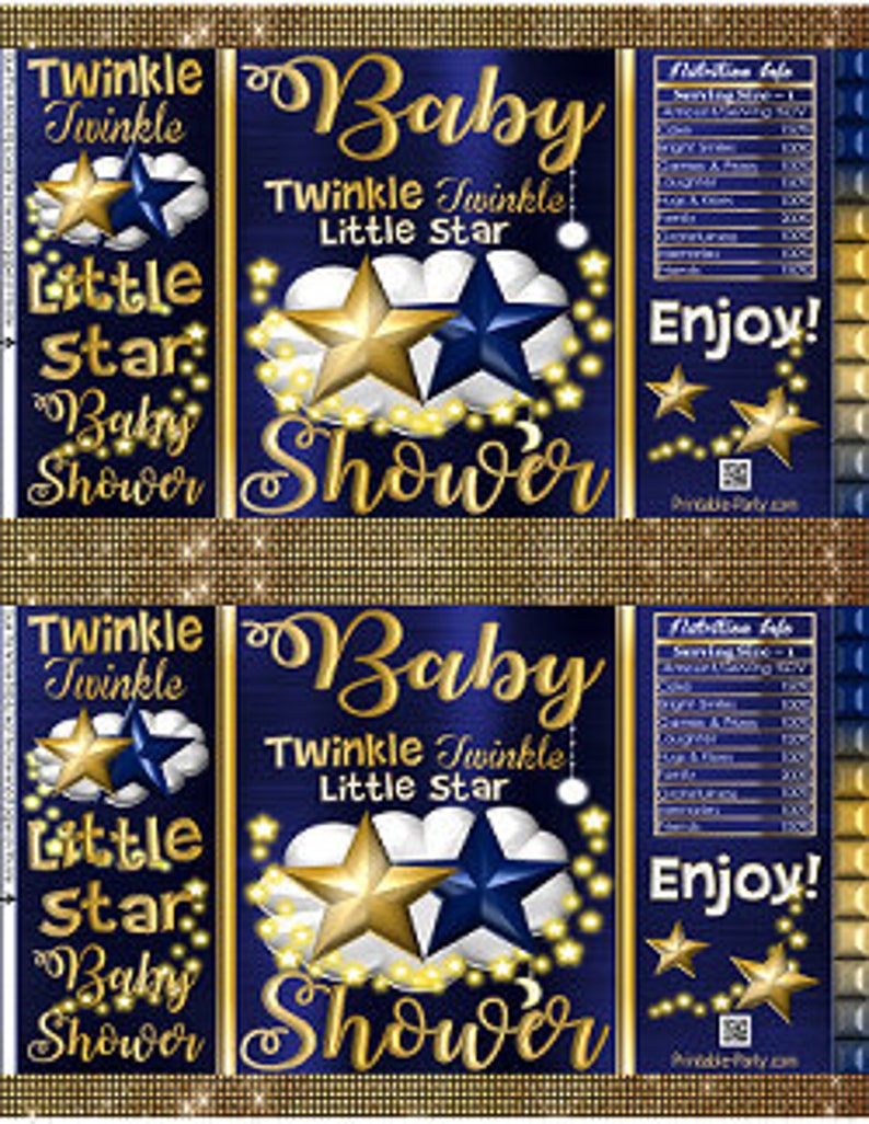 PDF Printable Mini Bags Dark Navy Blue Gold Twinkle Little - Etsy