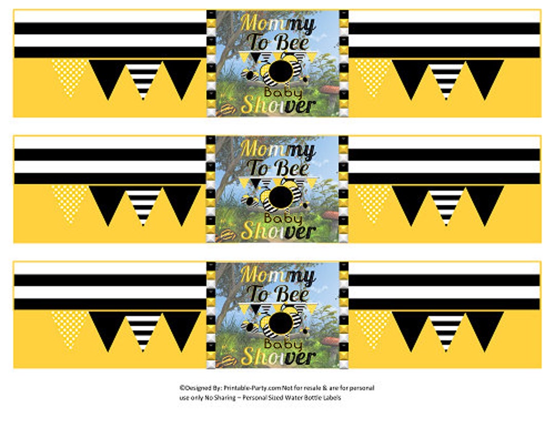 Printable Water Bottle Labels | Mommy to Bee Bumble Bees Theme Baby ...