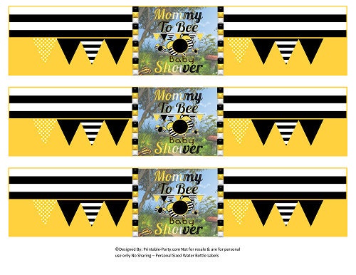 Printable Water Bottle Labels | Mommy to Bee Bumble Bees Theme Baby ...