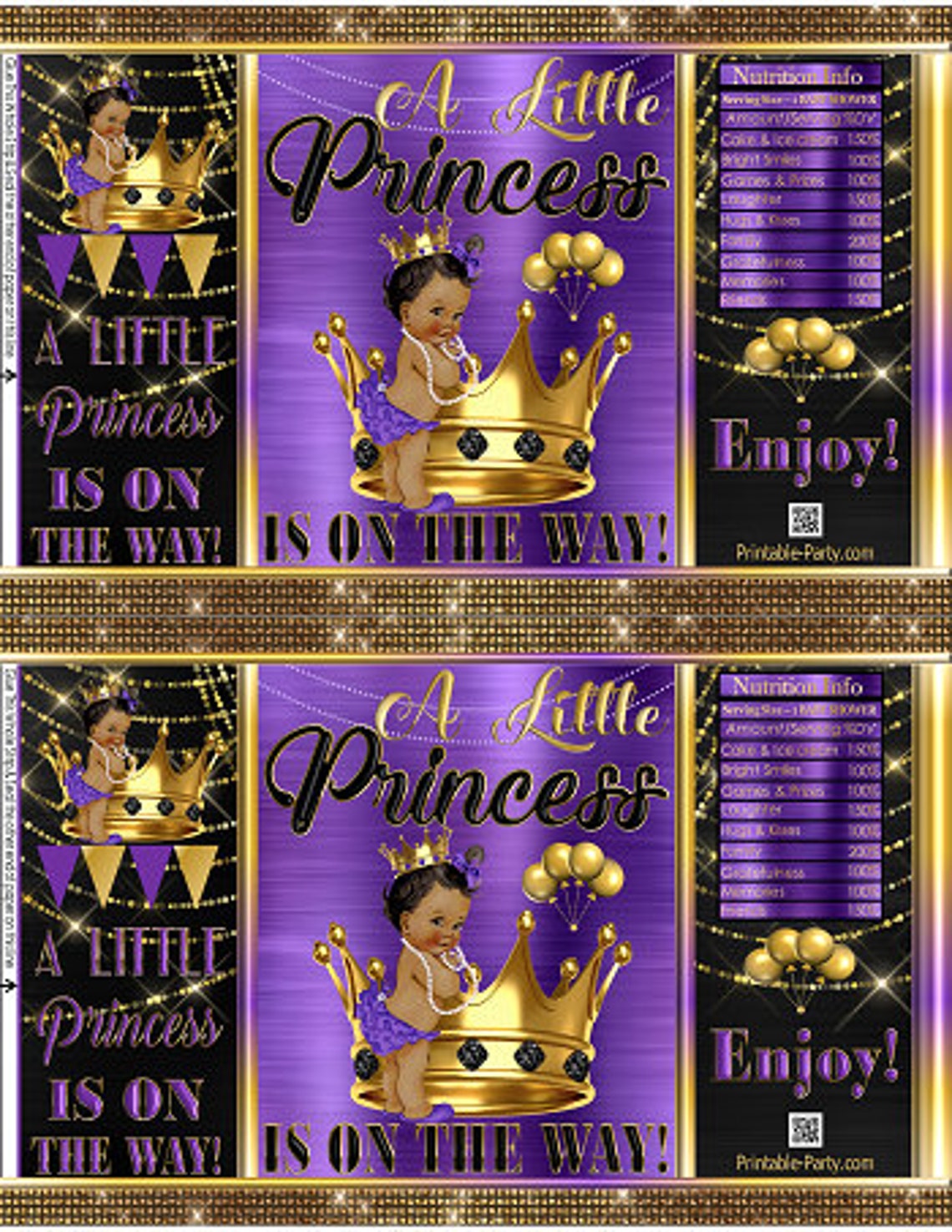 PDF Printable Mini Bags Royal Little Princess Purple Black Gold Girl ...