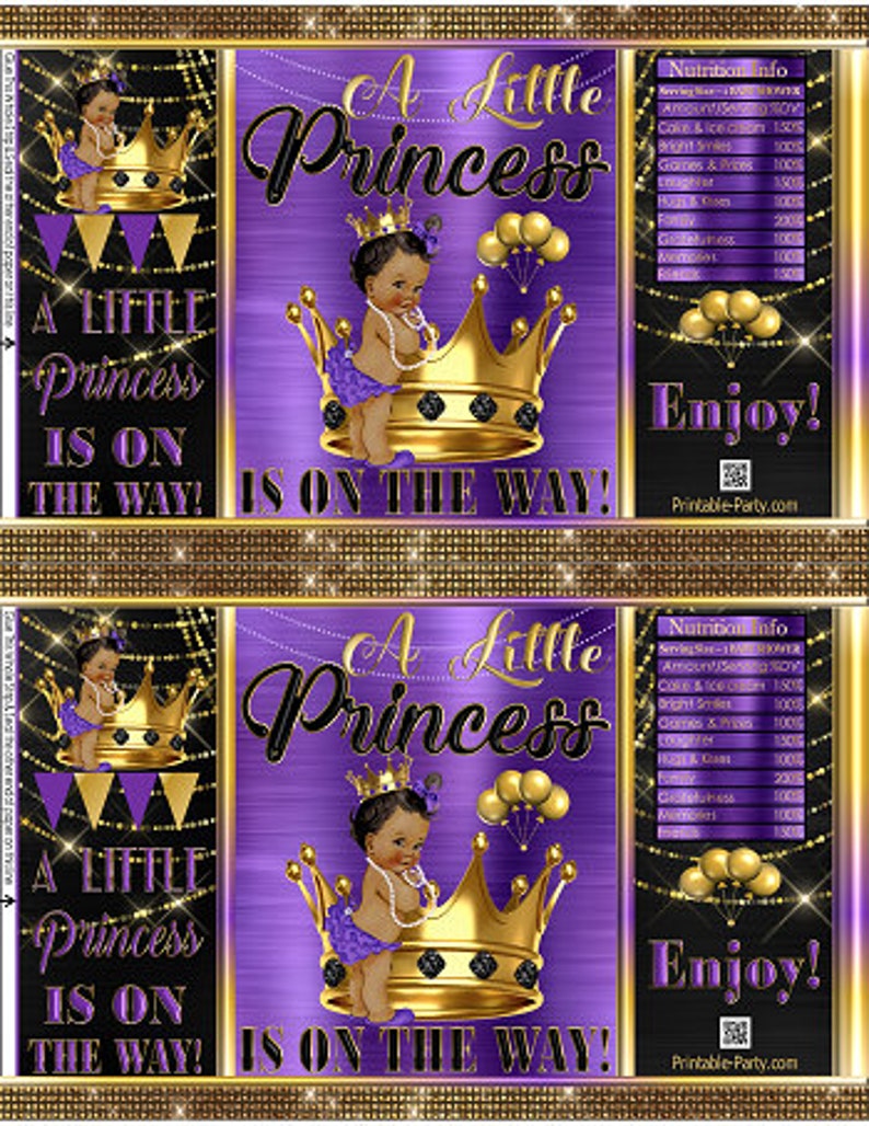 PDF Printable Mini Bags Royal Little Princess Purple Black Gold Girl ...