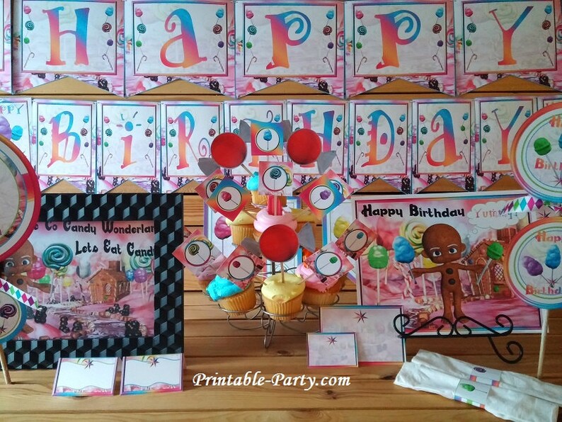 Candy Wonderland Printable Party Decorations Rainbow - Etsy