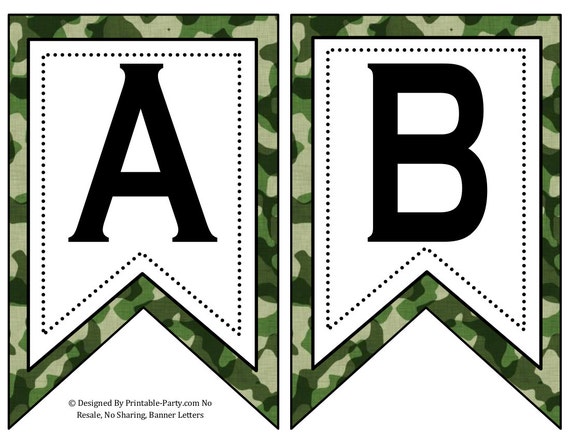 5x8 Inch Swallowtail Green Camouflage Printable Banner Letters by ...
