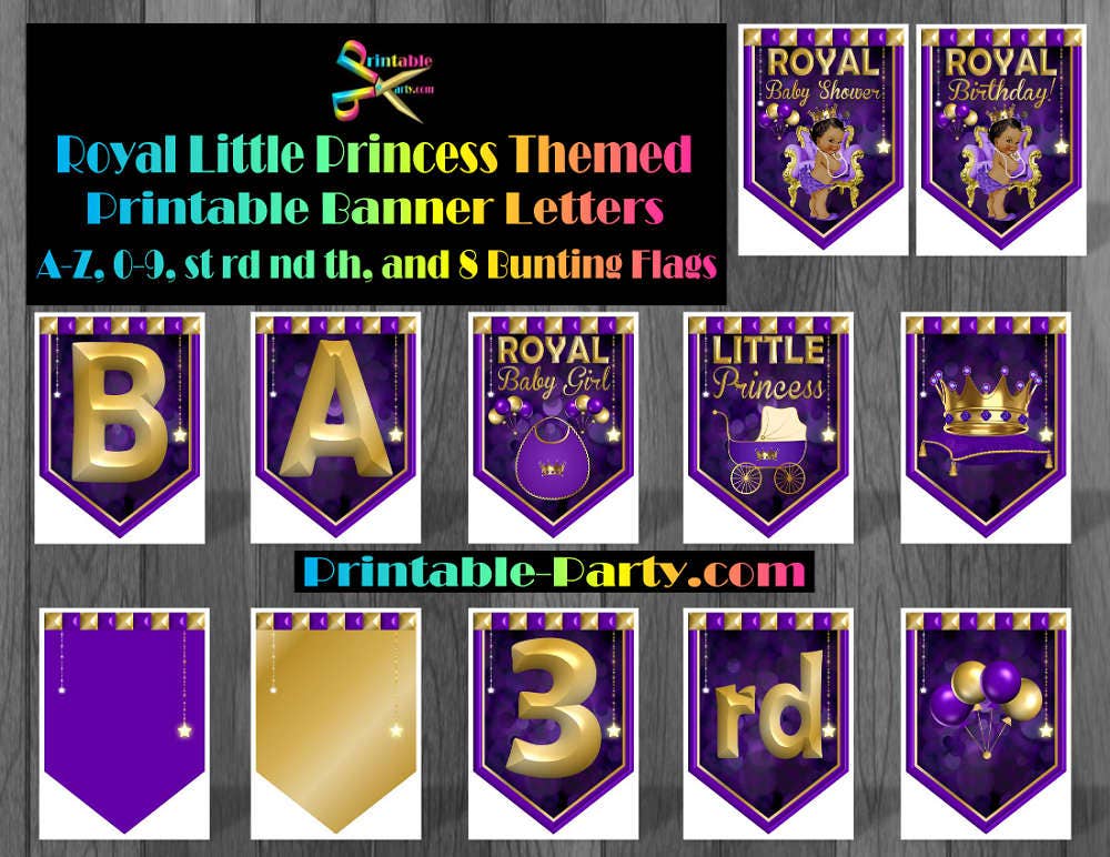 8x10.5 Inch Royal Princess Printable Banner Letters and - Etsy