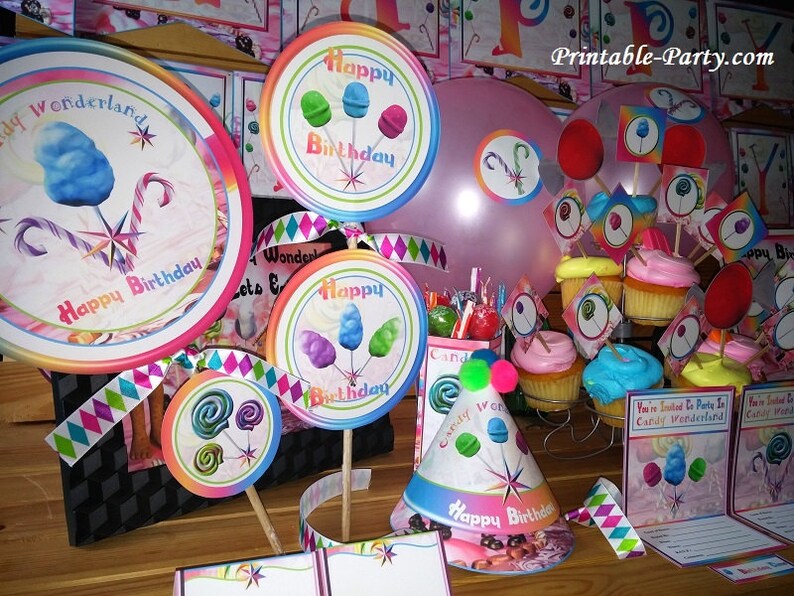 Candy Wonderland Printable Party Decorations Rainbow - Etsy