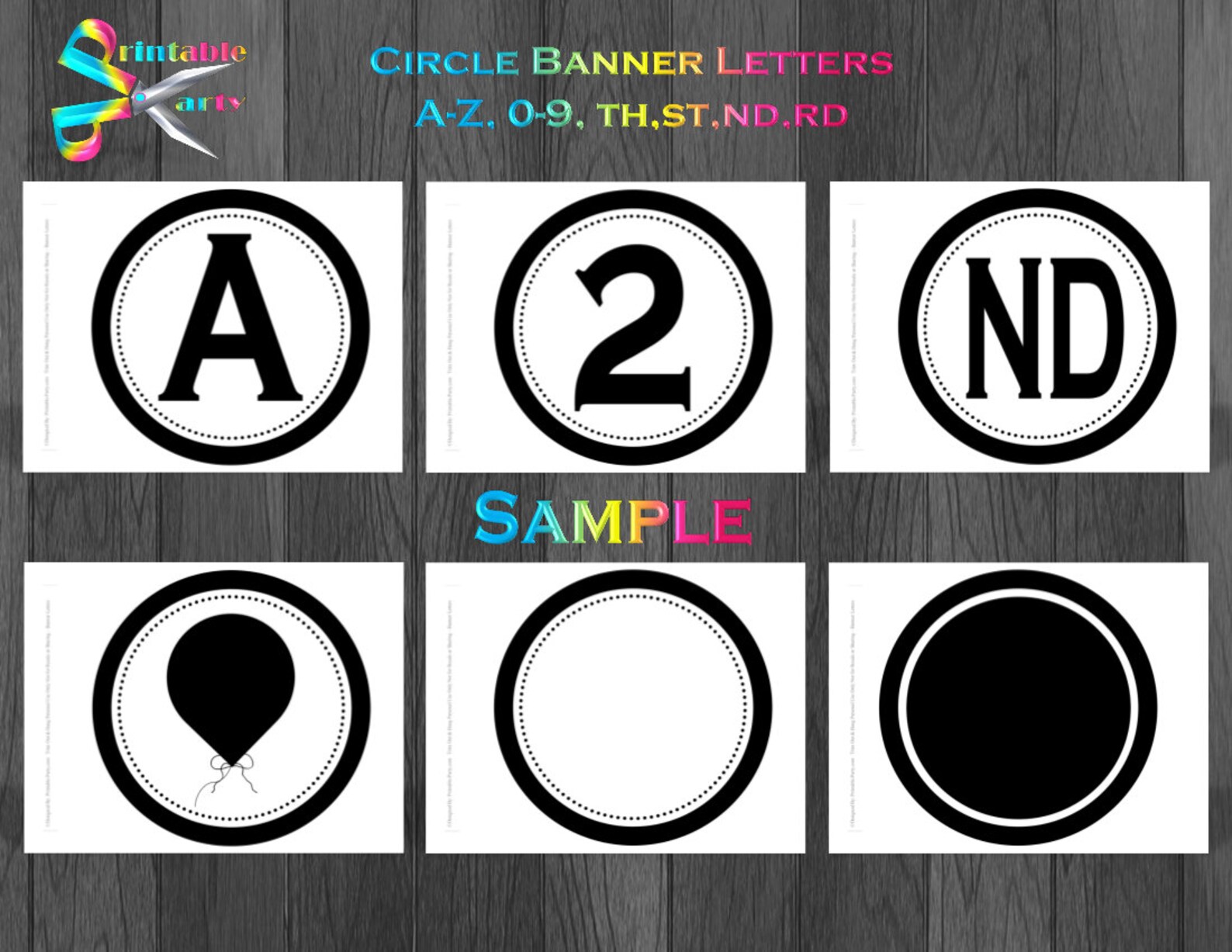 8x8 Inch Circle Black Printable Banner Letters - Etsy Canada