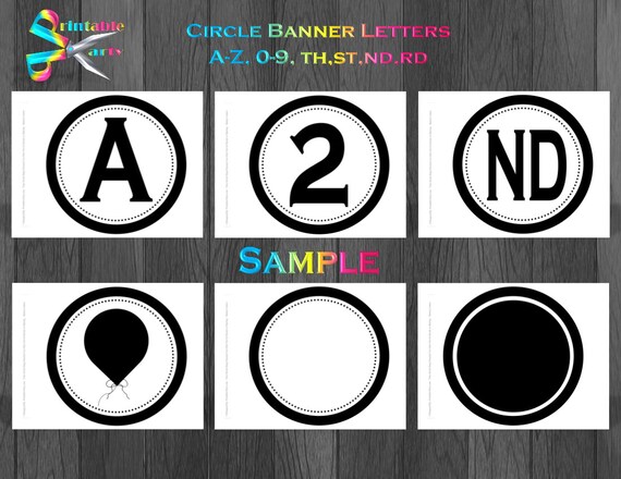 Printable Circle Banner Alphabet Letter White Black Chalkboard Letters