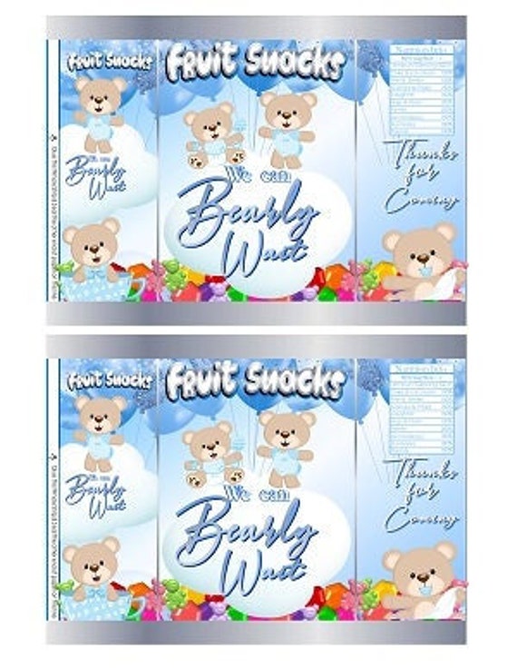 PDF Printable Fruit Snack Labels Bearly Wait Teddy Bear Baby - Etsy