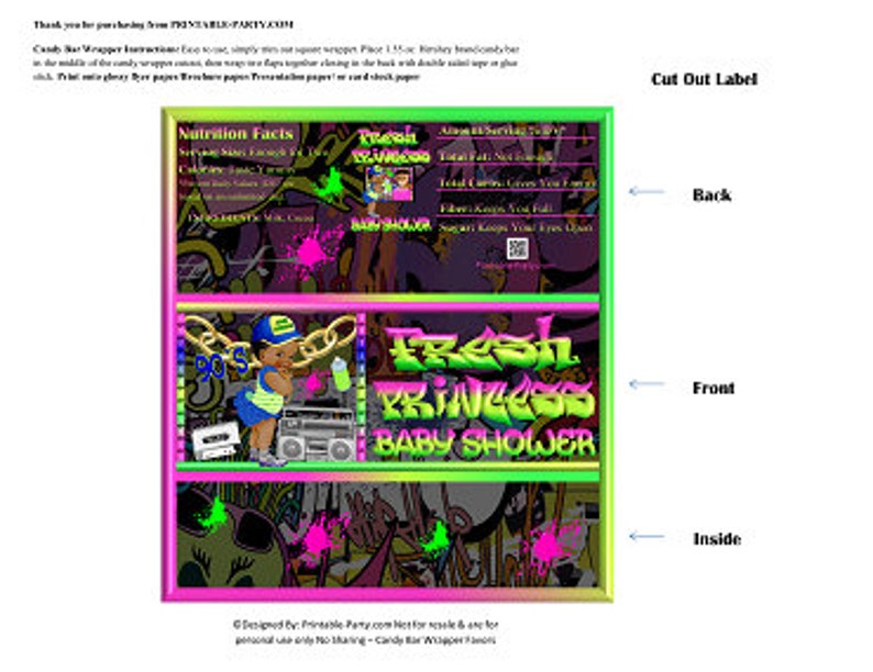 Printable Candy Bar Wrappers Fresh Little Princess Hip Hop | Etsy