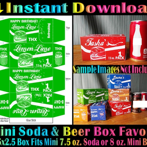 Printable Mini Soda Beer Box - Etsy
