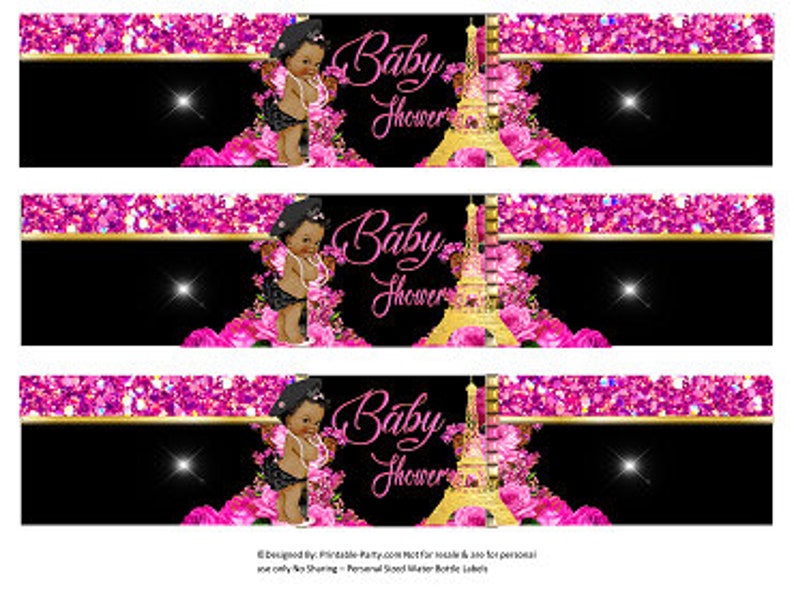 Printable Water Bottle Labels Paris Eiffel Tower Girl Pink - Etsy