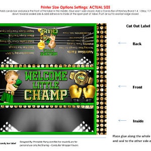 Printable Fully Wrapped Candy Bar Labels | Boxing Boxer Sports Champ ...