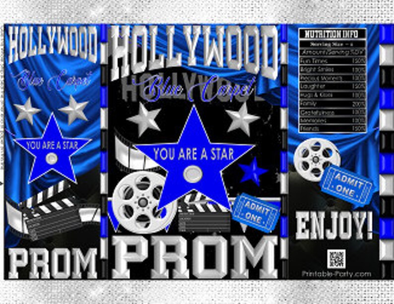 Printable Potato Chip Bags Hollywood Blue Carpet Prom Night - Etsy