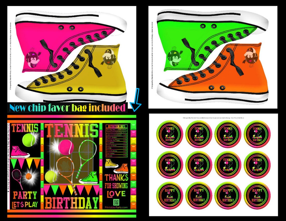 Printable Tennis Sports Theme Girl Birthday Party Supplies DIY | Etsy