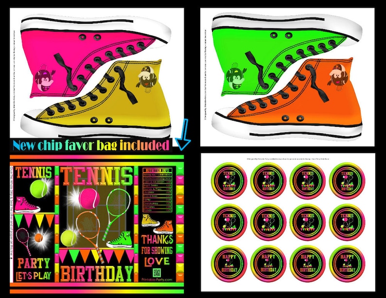 Printable Tennis Sports Theme Girl Birthday Party Supplies DIY | Etsy