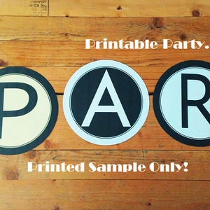 8x8 Inch Circle Black White Printable Banner Letters - Etsy